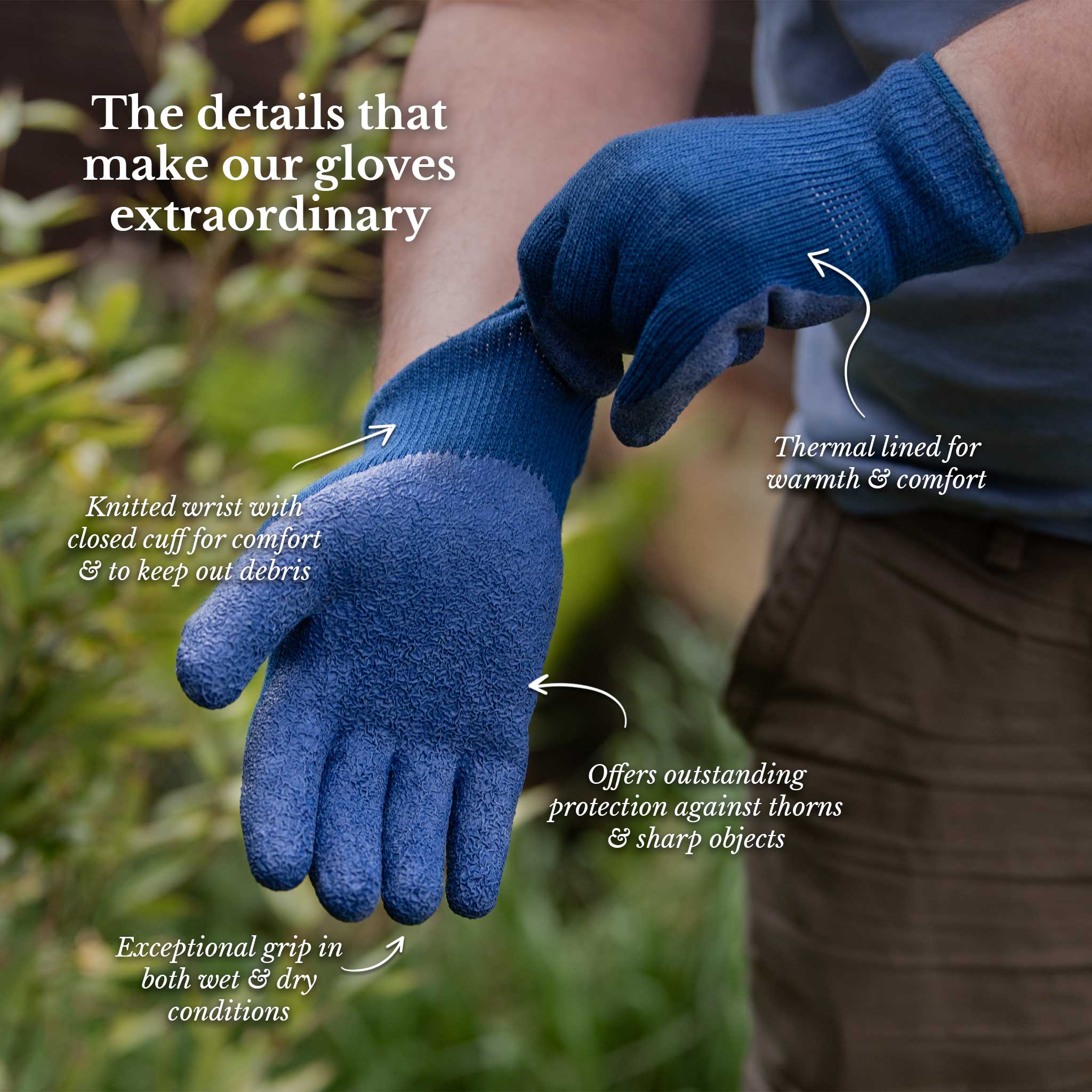 Kent & Stowe Navy Thermal Ultimate All Round Gardening Gloves Large ...